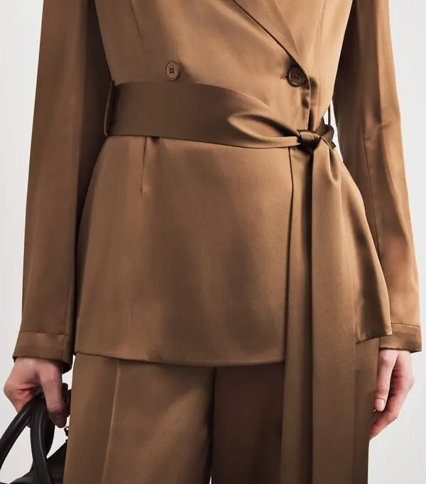JOSEPH Silk Satin Archer Jacket - Brown