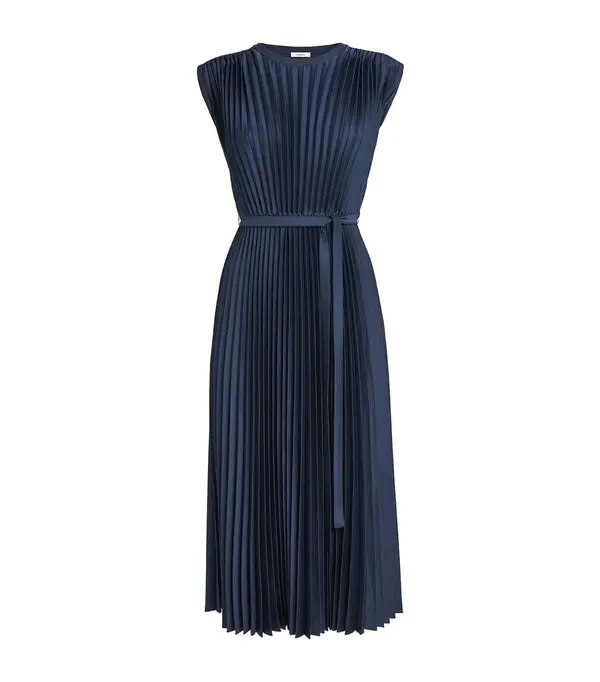 JOSEPH Volta Knit Weave Plissé Midi Dress - Blue