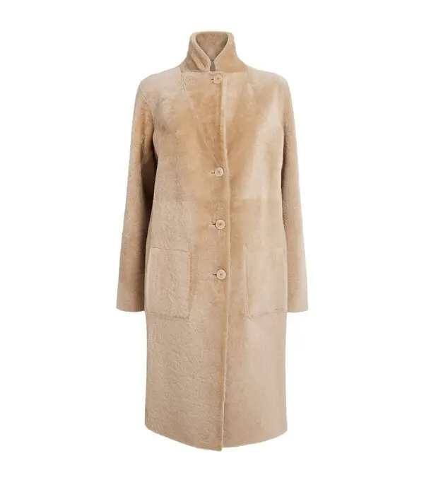JOSEPH Shearling Reversible Brittany Coat - Pink