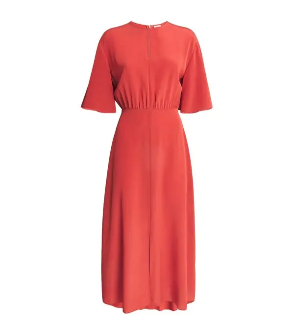 JOSEPH Crepe De Soie Silk Silsila Midi Dress - Red