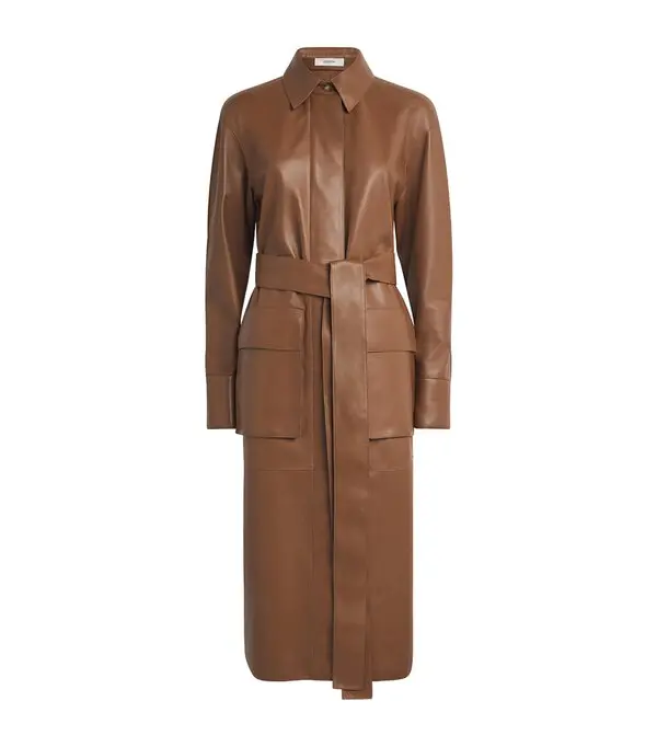 JOSEPH Nappa Leather Okabe Trench Coat