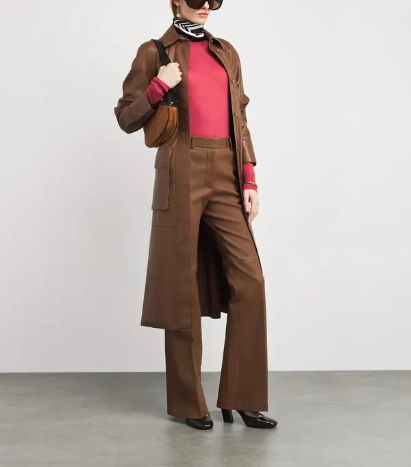 JOSEPH Nappa Leather Okabe Trench Coat