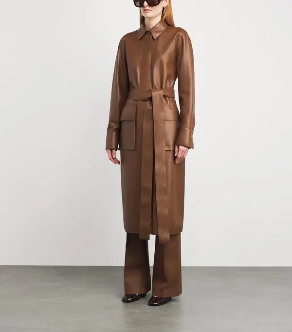 JOSEPH Nappa Leather Okabe Trench Coat