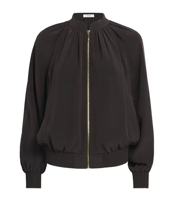 JOSEPH Satin Mira Bomber Jacket - Brown