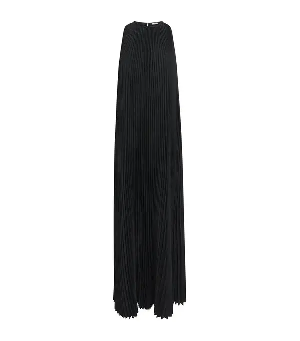 JOSEPH Pleated Chenes Maxi Dress - Black