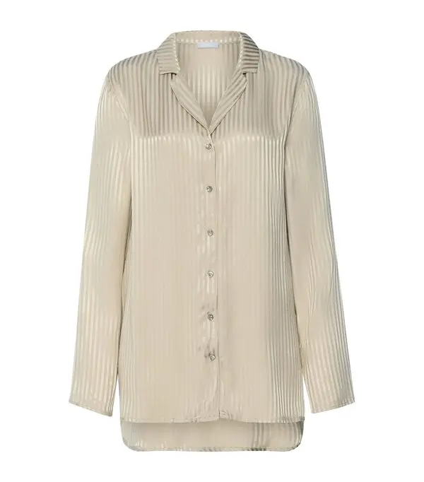 Hanro Stripe Long-sleeve Pyjama Shirt - Green