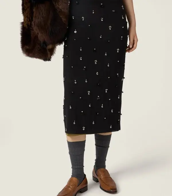 Miu Miu Silk Embellished Midi Dress