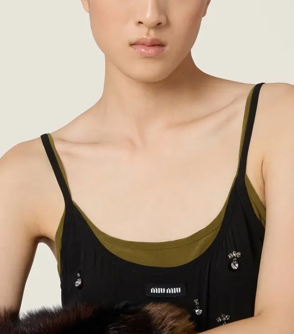 Miu Miu Silk Embellished Midi Dress