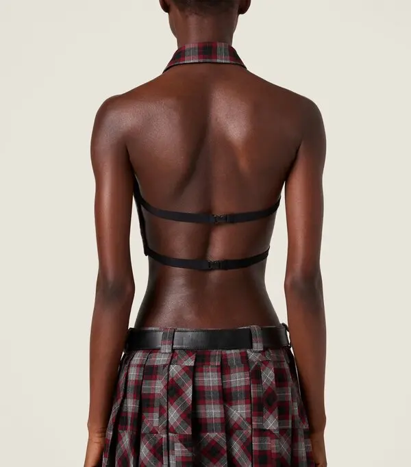 Miu Miu Wool Tartan Patchwork Top