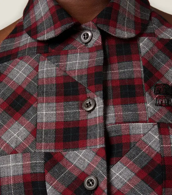 Miu Miu Wool Tartan Patchwork Top