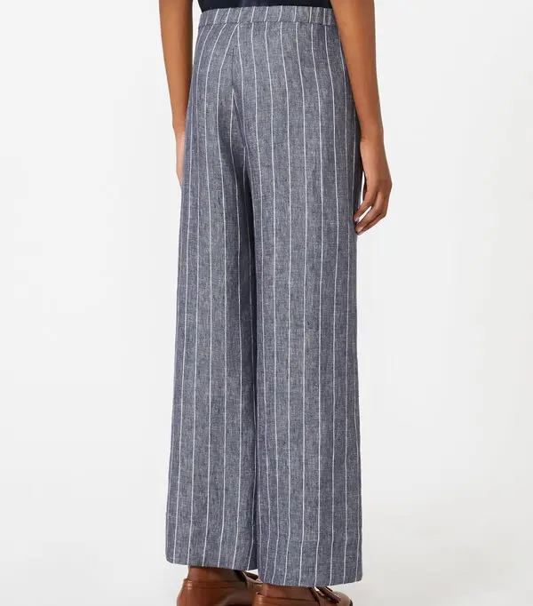 Max Mara Cresta Striped Linen Trousers - Blue