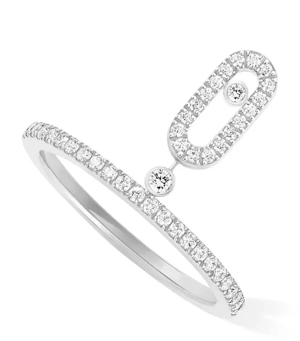 Messika Move Uno White Gold And Diamond Pavé Ring - Silver