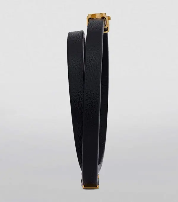Saint Laurent Leather Opyum Double Wrap Bracelet