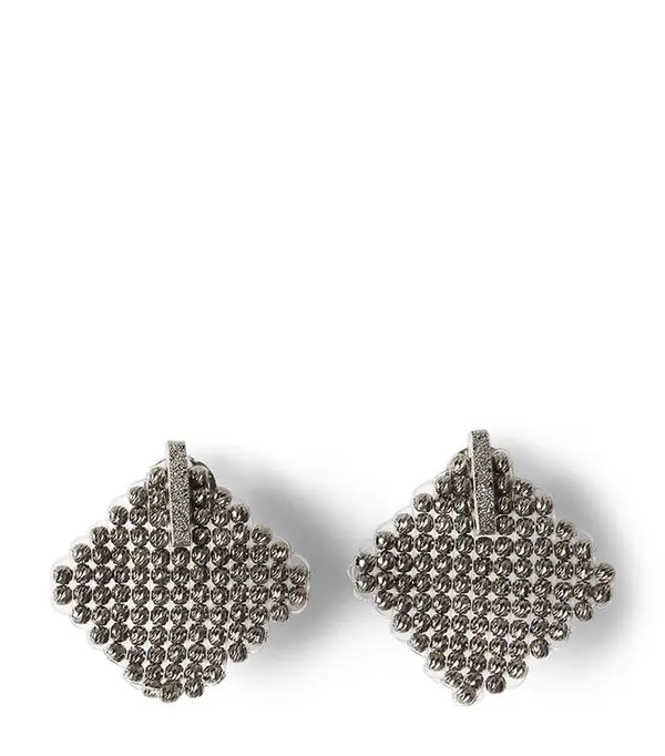 Brunello Cucinelli Sterling Silver Square Stud Earrings - Grey