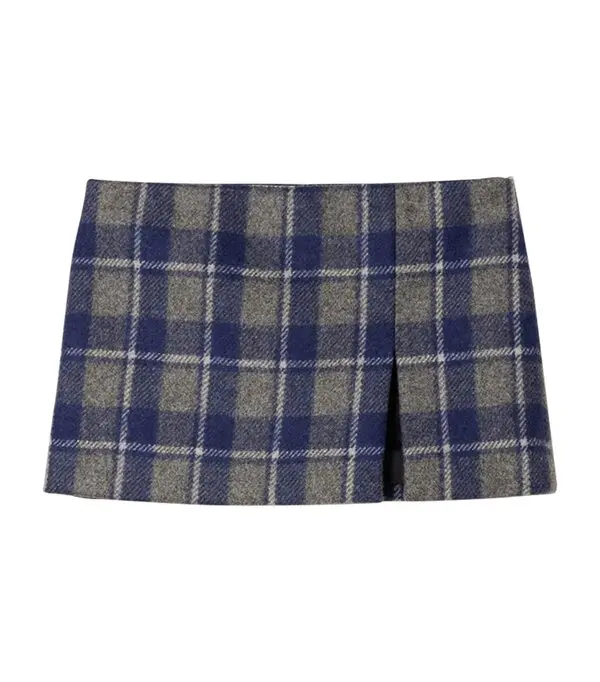 Miu Miu Wool Check Mini Skirt - Grey