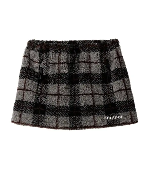 Miu Miu Fleece Check Mini Skirt