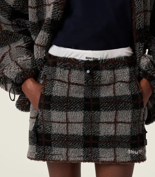 Miu Miu Fleece Check Mini Skirt