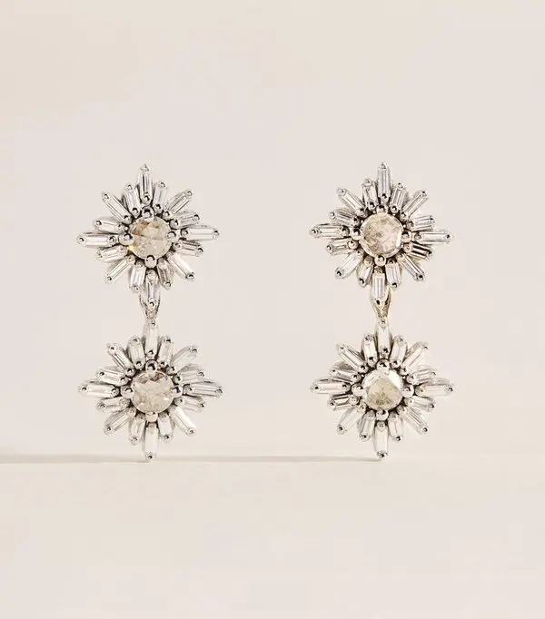 SUZANNE KALAN Gold And Diamond Doublet Earrings - White