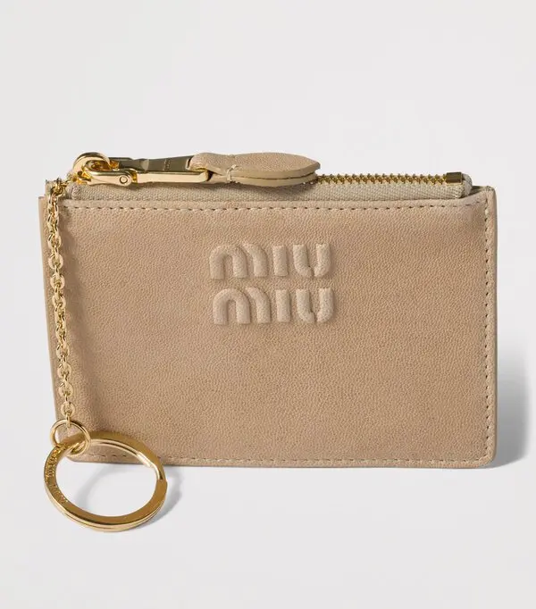 Miu Miu Nappa Leather Embossed Card Holder - Neutral