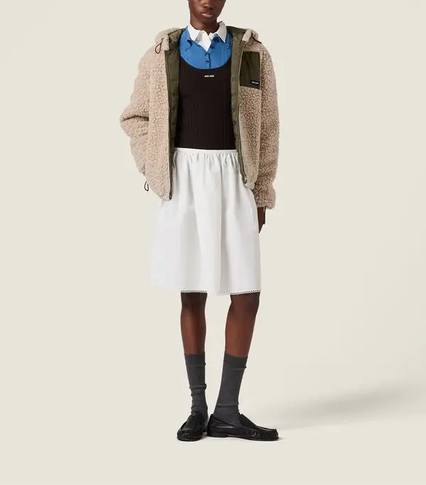 Miu Miu Wool-blend Teddy Bomber Jacket - Neutral