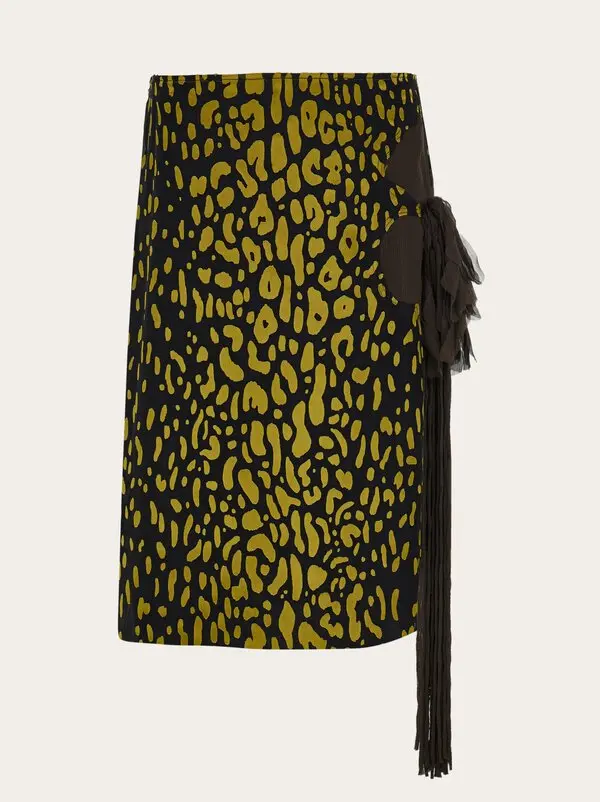 FERRAGAMO Silk Georgette Skirt With Flower Detail - Yellow
