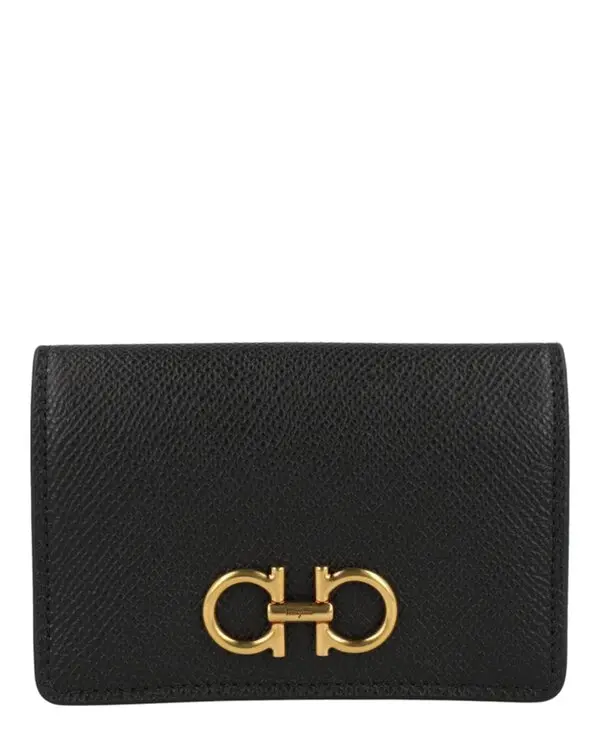 FERRAGAMO Gancini Compact Card Holder - Black