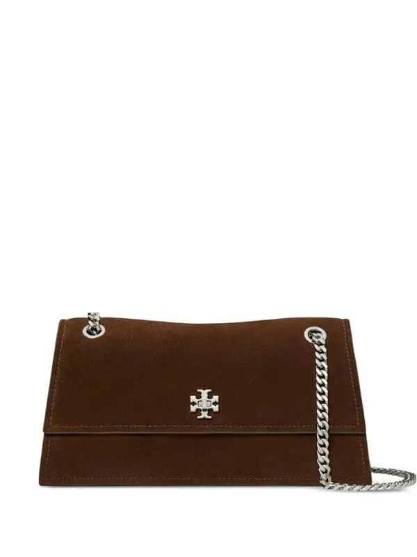 Tory Burch Kira Turnlock Suede Shoulder Bag - Dark Cocoa