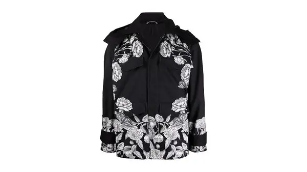 Valentino Garavani Garavani Dark Bloomingprint Hooded Jacket - Black/dark Blooming 2