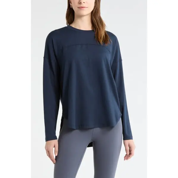 Zella Relaxed Fit Washed Long Sleeve T-shirt - Navy Sapphire