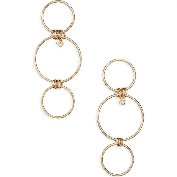 Zoe Chicco Triple Circle Drop Earrings - Yellow Gold/diamond