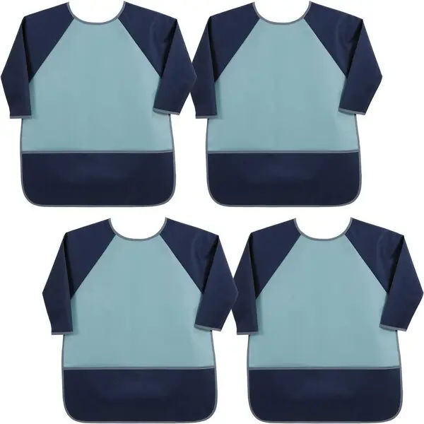 KAPLAN EARLY LEARNING COMPANY Preschool Long Sleeve Art Apron Set Of 4 - Blue