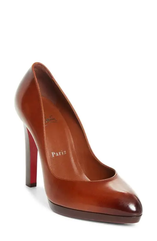 CHRISTIAN LOUBOUTIN Fannylove Alta Pump - Dark Carmine/brown
