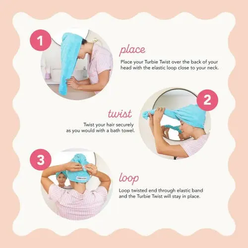 TURBIE TWIST Microfiber Hair Towel Wrap And Shower Cap Set