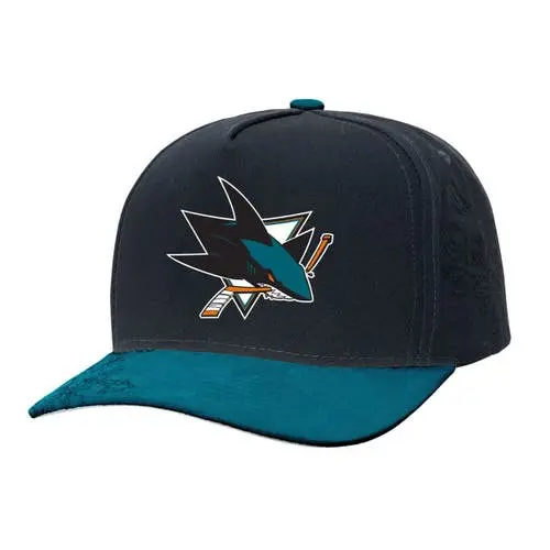 Mitchell & Ness Teal San Jose Sharks May Flowers Pro Crown Adjustable Hat - Black