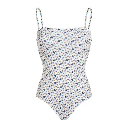 Vilebrequin Bustier Micro Ronde Des Tortues One-piece Swimsuit - White
