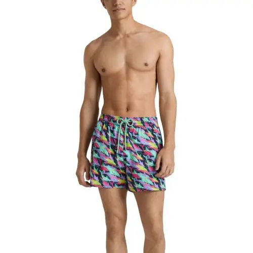 Vilebrequin Stretch Short Swim Shorts Whales Offset - Navy