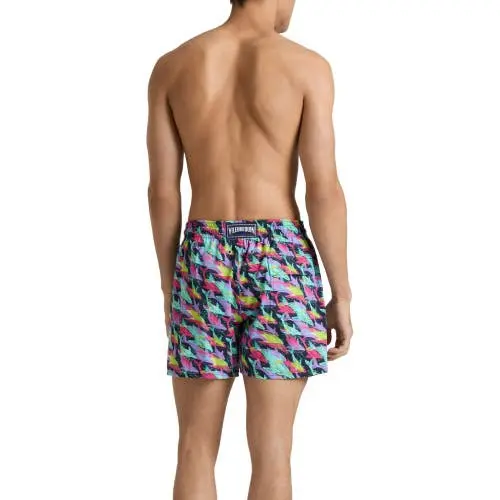 Vilebrequin Stretch Short Swim Shorts Whales Offset - Navy