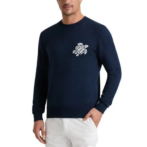 Vilebrequin Crewneck Turtle Applique Cotton Cashmere Sweater