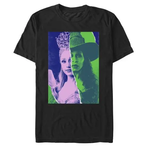 WICKED: FOR GOOD Wicked For Good Glinda And Elphaba Tonal Poster Graphic T-shirt - Black