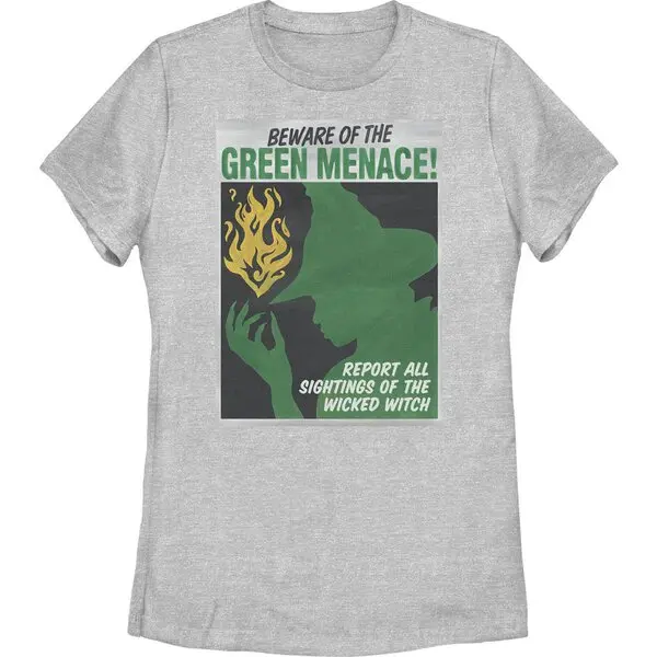 WICKED: FOR GOOD Wicked For Good Elphaba Beware Of The Green Menace Graphic T-shirt - Athletic Heather
