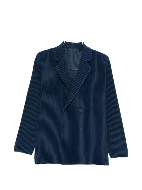 Issey Miyake Pleated Single-breasted Jacket - Blue