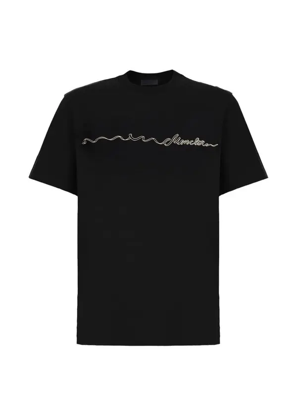 Moncler Logo Cotton T-shirt - Black