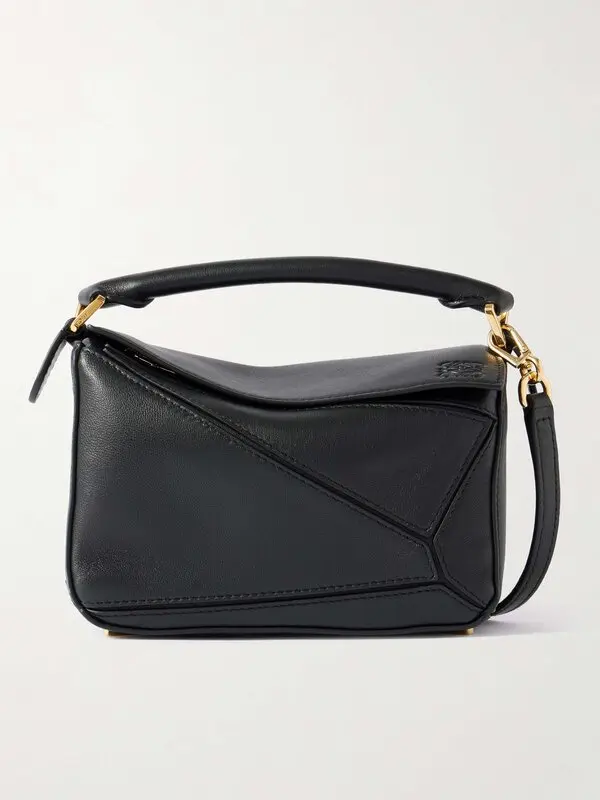 Loewe Puzzle Mini Textured-leather Shoulder Bag - Black