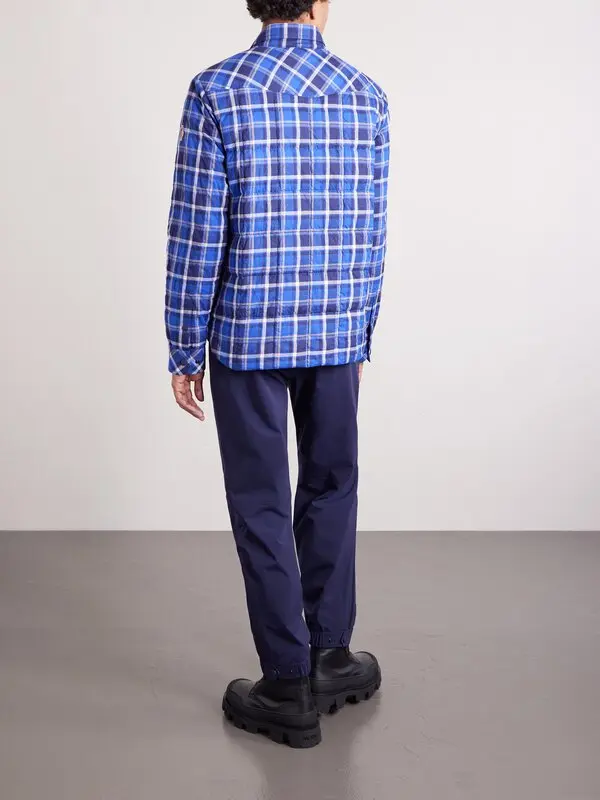 Moncler Gelt Quilted Checked Cotton-blend Down Shirt Jacket - Blue