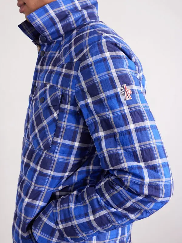 Moncler Gelt Quilted Checked Cotton-blend Down Shirt Jacket - Blue