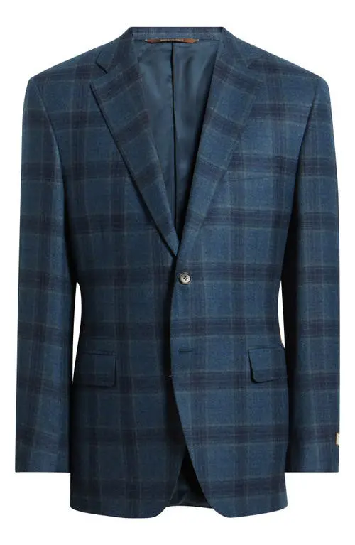 Canali Siena Regular Fit Windowpane Check Brushed Wool Sport Coat - Green