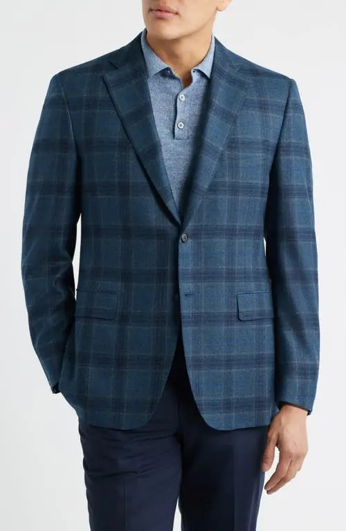 Canali Regular Fit Windowpane Check Brushed Wool Sport Coat - Green