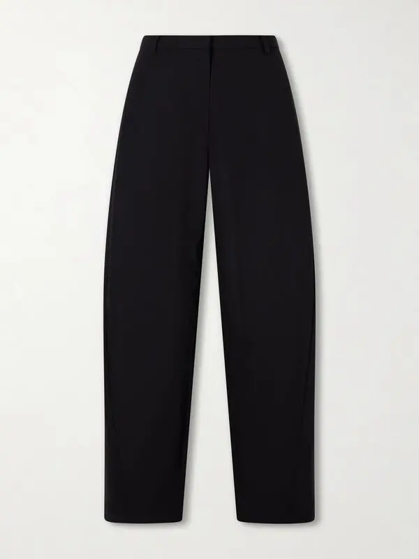 ST. AGNI Wool Barrel-leg Pants - Black