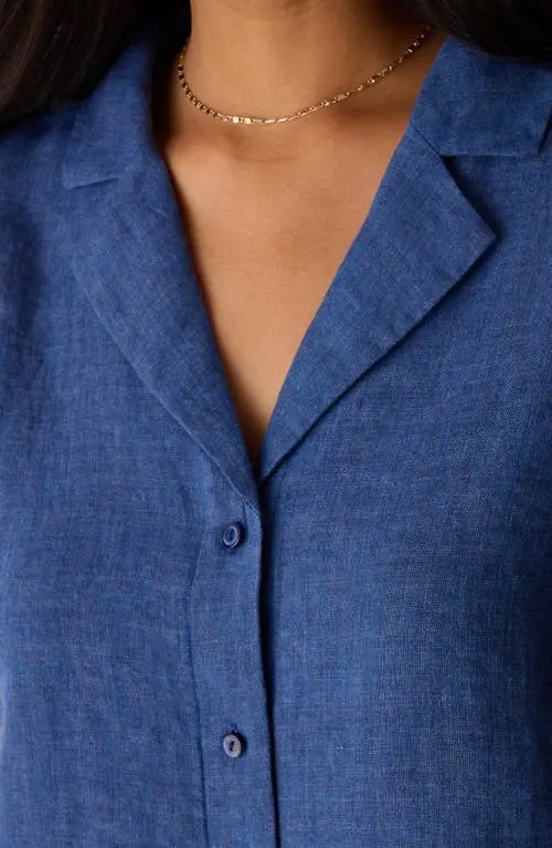 Eileen Fisher Notch Collar Organic Linen Shirt