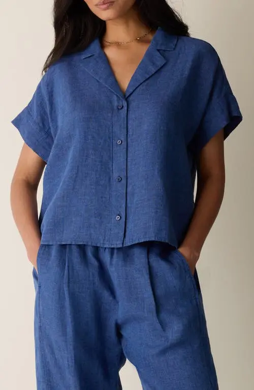 Eileen Fisher Notch Collar Organic Linen Shirt
